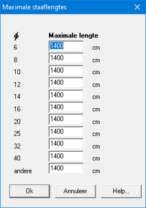 Maximum bar length (ConCrete Plus) – BuildSoft Support