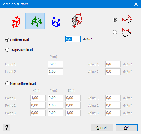 Loads on surface – distributed load – BuildSoft Support